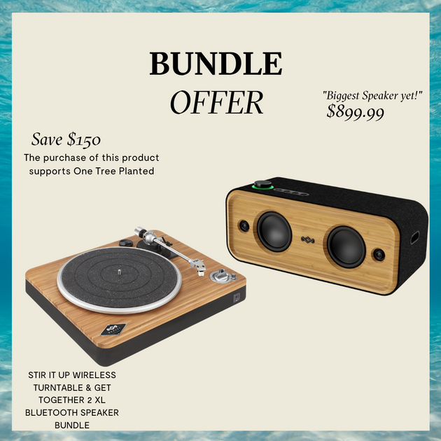 HOUSE OF MARLEY PREMIUM AUDIO BUNDLE STIR IT UP WIRELESS TURNTABLE ...